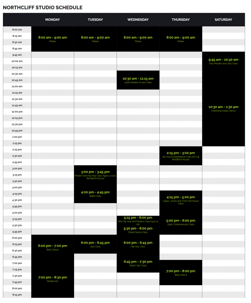 Northcliff Studio - Schedule & Fees - DS Dance Studios